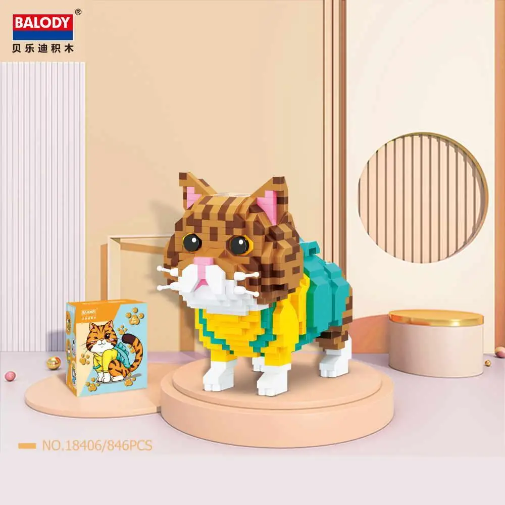 Balody Kitten with a backpack • DIAMOND BLOCKS • Set 18406