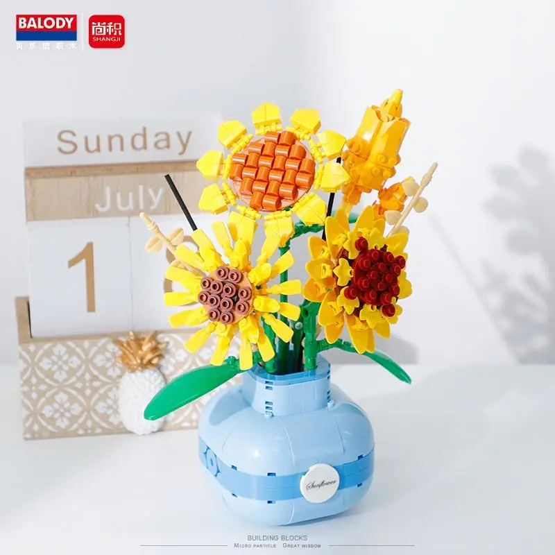 Balody Sunflowers in vase • MINI BLOCKS • Set 21090 • SetDB