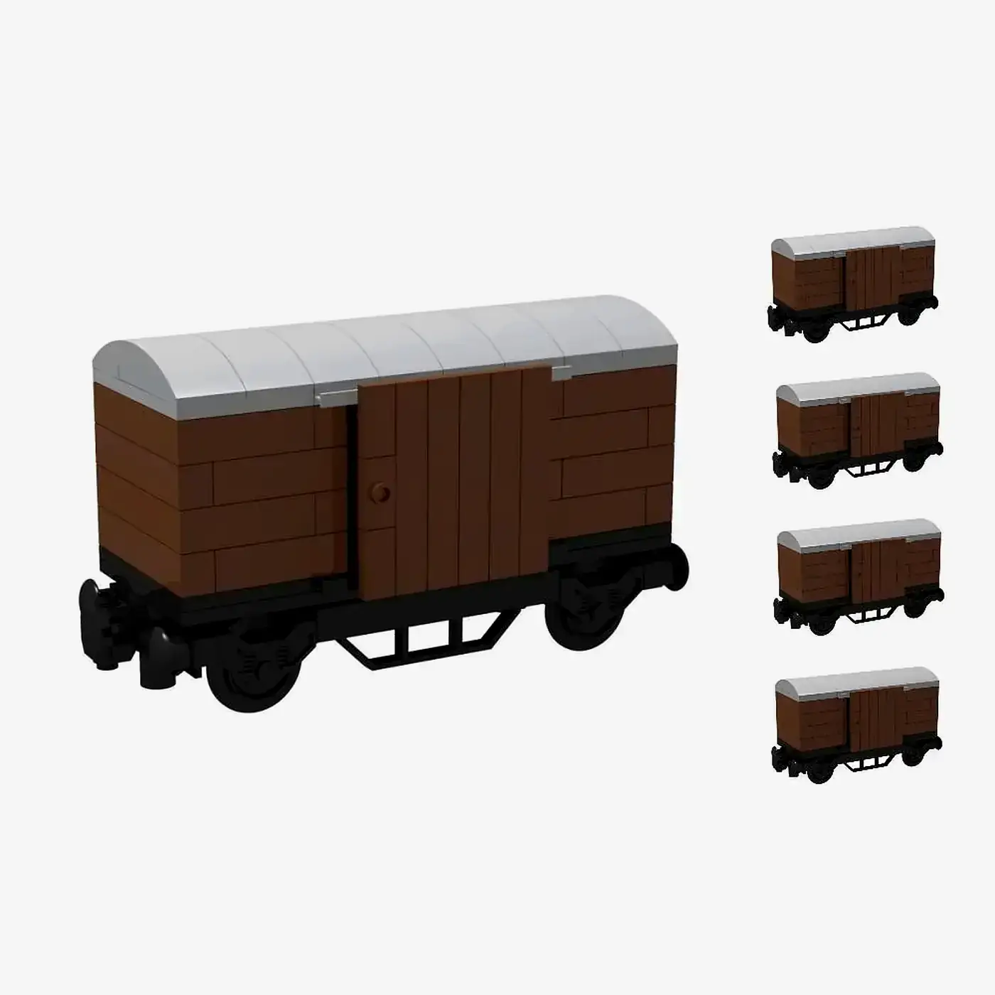 BlueBrixx Box Wagon, brown with grey roof 5 car set