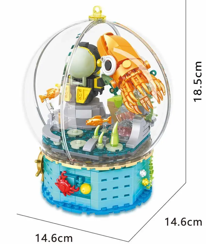 Hsanhe Crystal Ball Diver with Octopus • Set D004-4 • SetDB