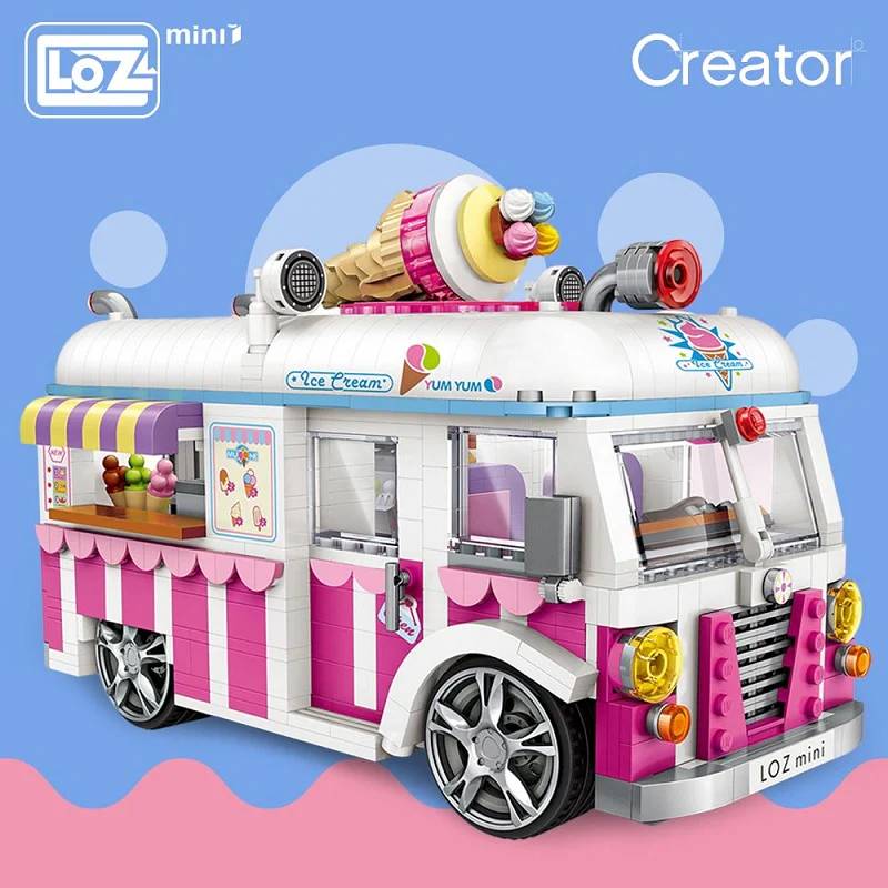 LOZ Ice Cream Van Pink Car • MINI BLOCKS • Set 1112 • SetDB